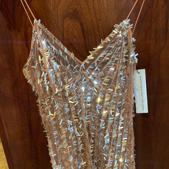 Ashish | Dresses | Ashish Sequinembellished Sheer Slip Beige Dress ...